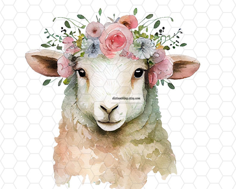 Sheep Sublimation Country Farm Floral Sublimation Watercolor - Etsy