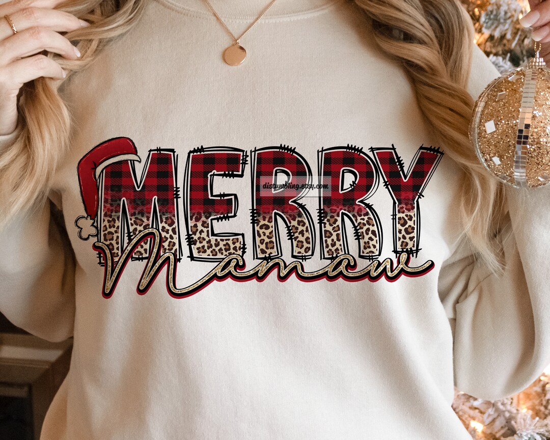 MERRY MAMAW Christmas Cheetah Print Plaid Christmas Sublimation Designs ...