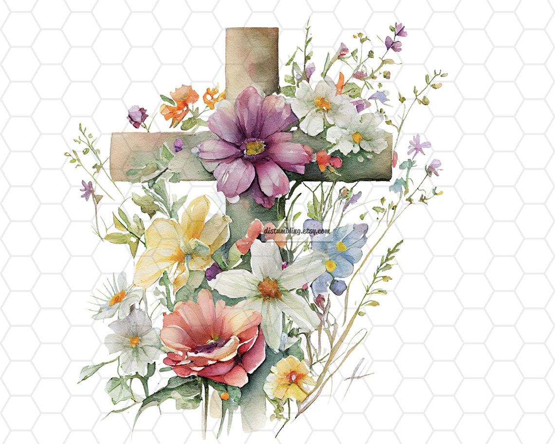 Floral Jesus Easter Crucifix Cross Sublimation Sunflowers PNG - Etsy