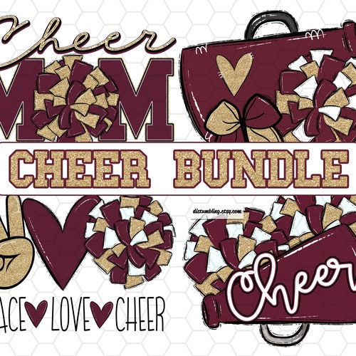 CHEER PNG BUNDLE Maroon Gold Cheerleading Spirit Wear - Etsy