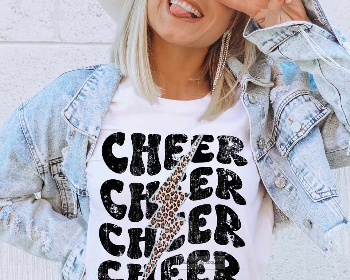 CHEER Lightning Bolt Leopard Cheetah Print Sublimation Designs - Etsy