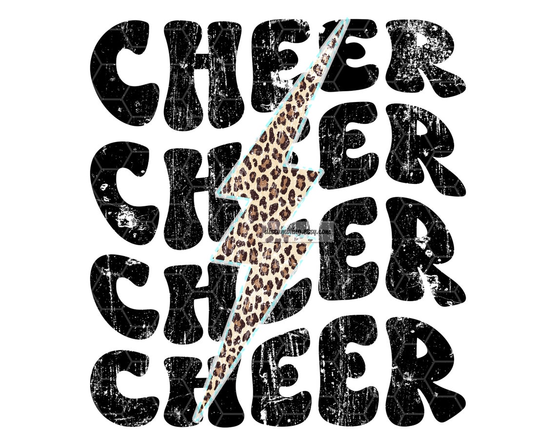 CHEER Lightning Bolt Leopard Cheetah Print Sublimation Designs - Etsy