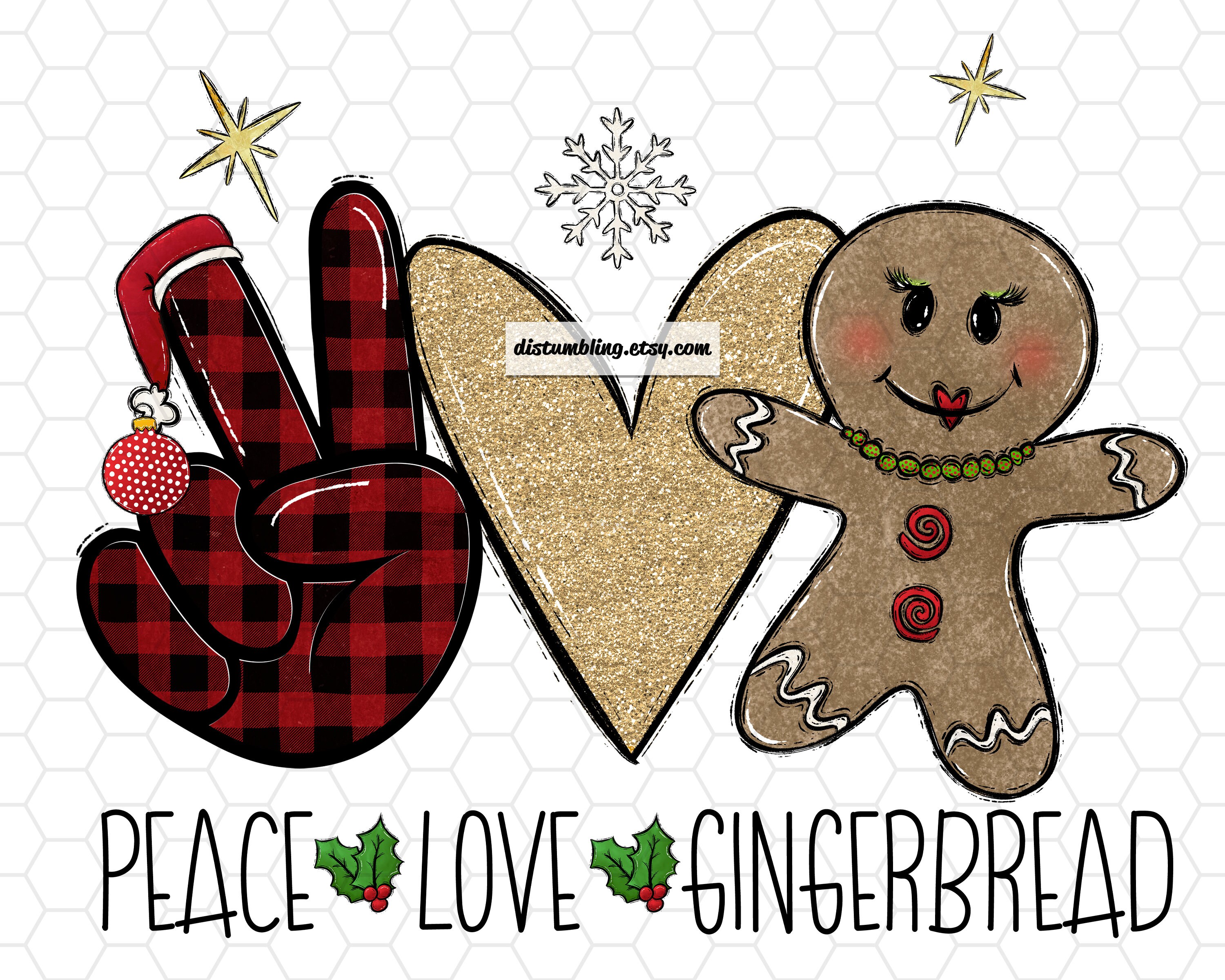GINGERBREAD MAN Diseños de sublimación navideña Peace Love - Etsy México