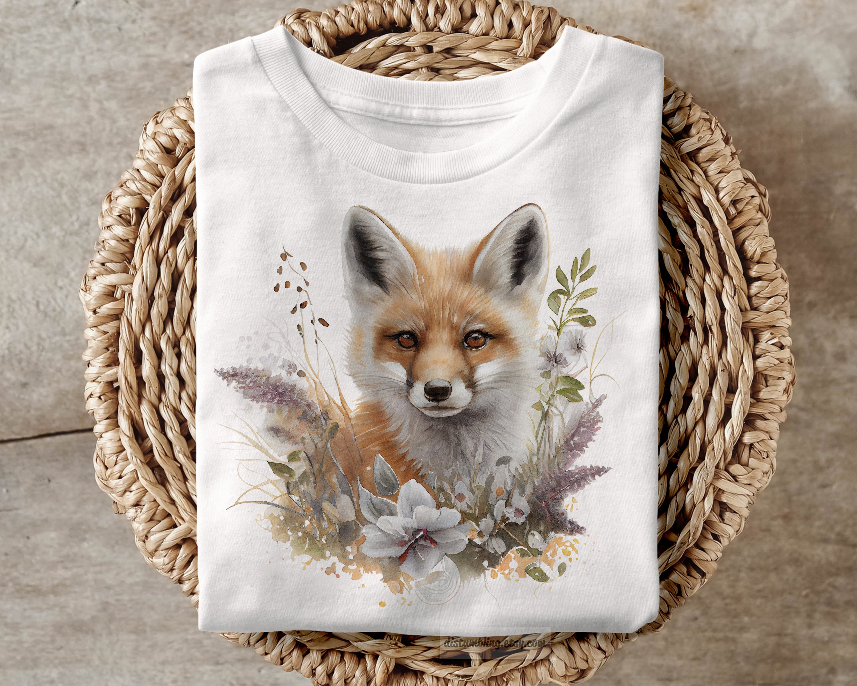 Fox Floral Sublimation Watercolor PNG Downloads PNG - Etsy
