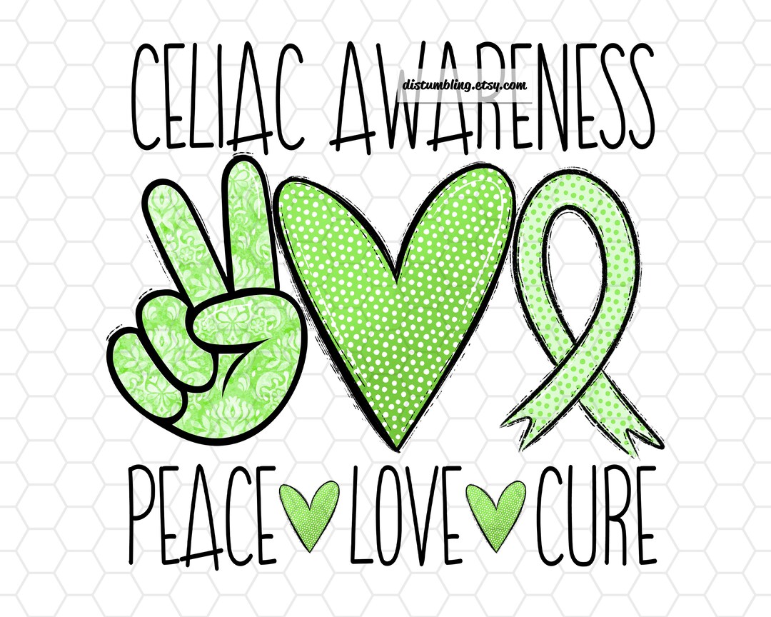 Celiac Awareness Green Ribbon Sublimation Designs Cure Sublimation ...