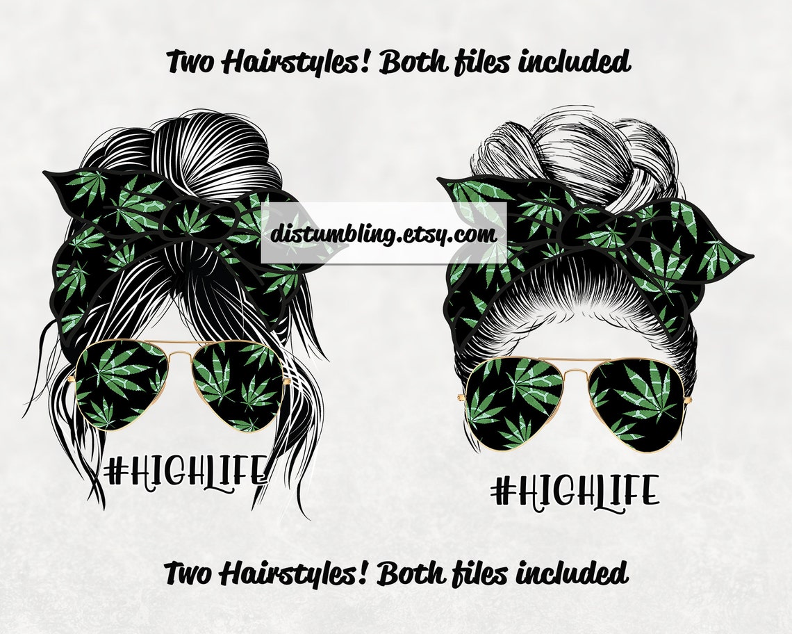 High Life Cannabis Design. Green Weed Marijuana Messy Bun Dope - Etsy