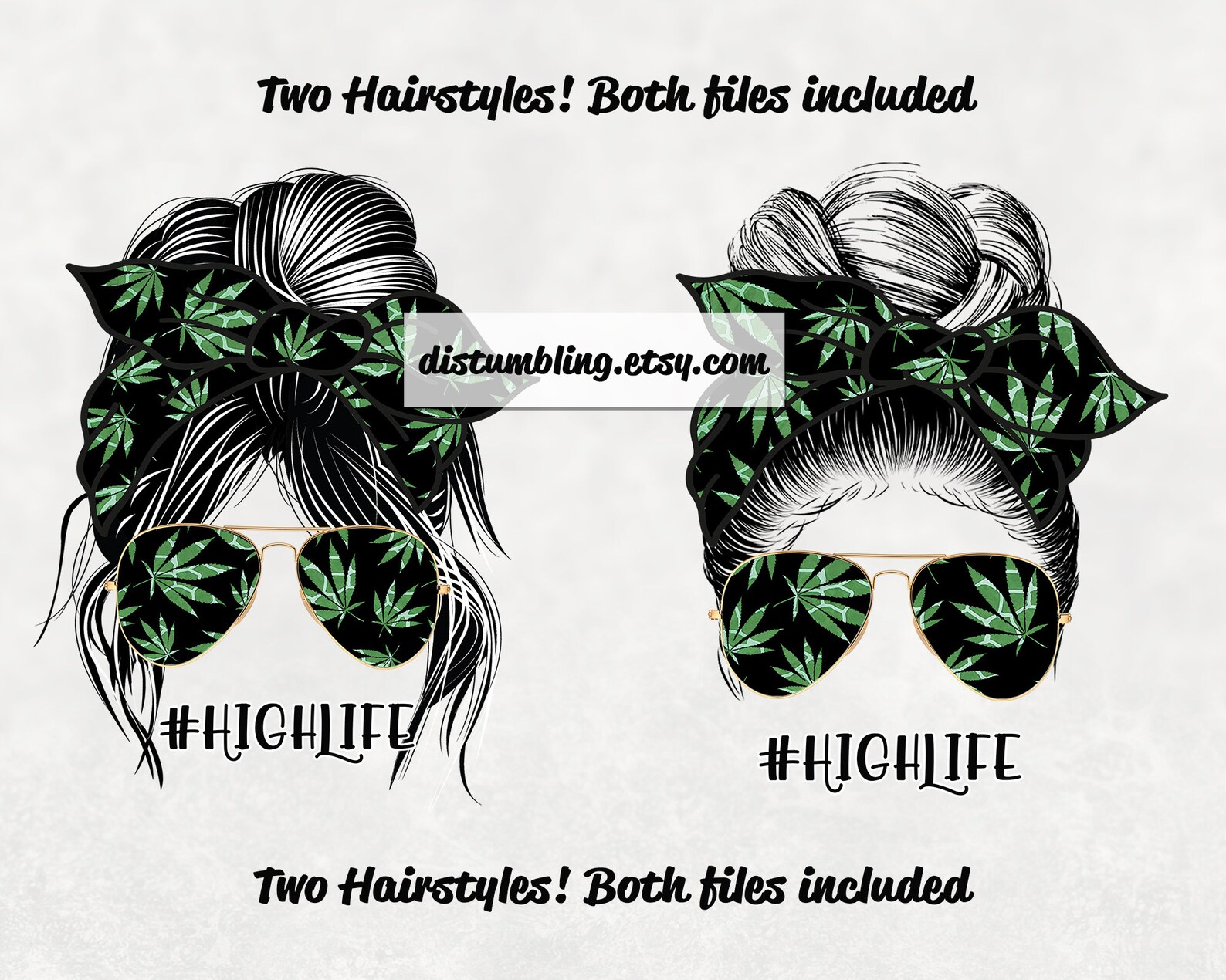 High Life Cannabis Design. Green Weed Marijuana Messy Bun Dope - Etsy