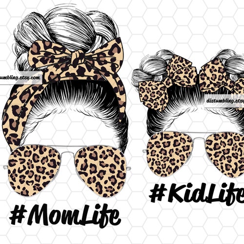 Rainbow Glitter Leopard Mom Life Messy Bun Hair Sublimation Etsy