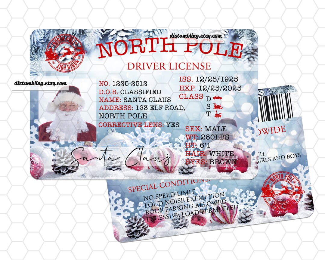 Santa Drivers License Sublimation Design Santa License - Etsy Australia
