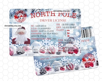 Santa Drivers License Sublimation Design Santa License | Etsy