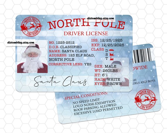 Santa Drivers License Sublimation Design Santa License | Etsy