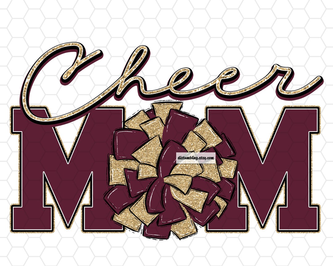 CHEER MOM Maroon Gold Cheerleading Spirit Wear Sublimation Designs ...