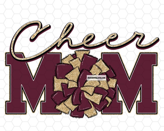 CHEER MOM Maroon Gold Cheerleading Spirit Wear Sublimation - Etsy