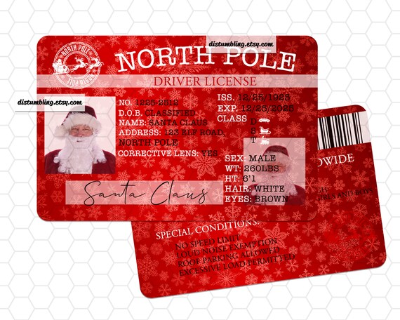 Santa Drivers License Sublimation Design Santa License | Etsy