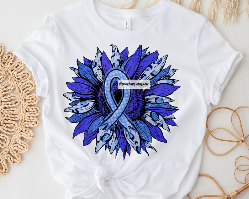 Blue Sunflower Glitter Leopard Cheetah Colon Cancer Awareness - Etsy