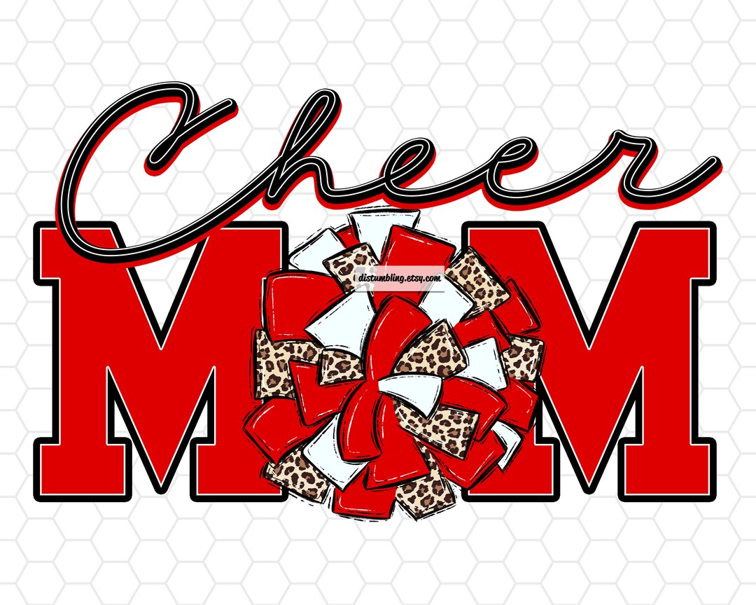 Cheer MOM Red Black Cheetah Print Cheerleading Sublimation Sublimation ...