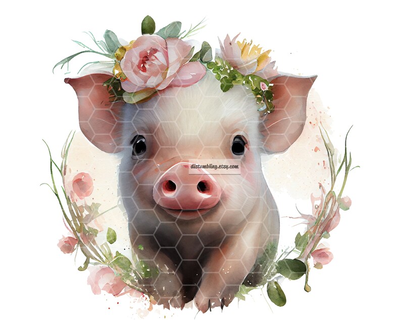 Floral Pig Sublimation PNG Country Western Funny Downloads - Etsy