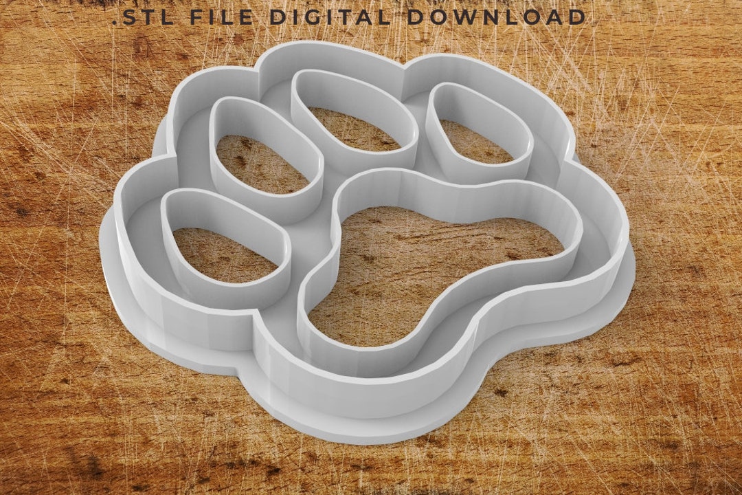 Dog Paw Cookie Cutter STL File With Embossing Features - Etsy