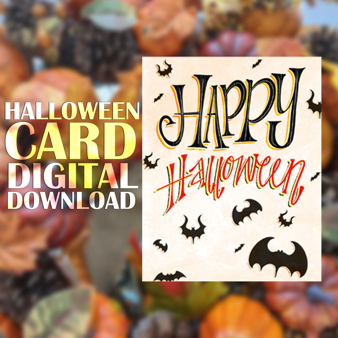 Halloween Card Printable, Happy Halloween Card, Halloween Card Digital ...