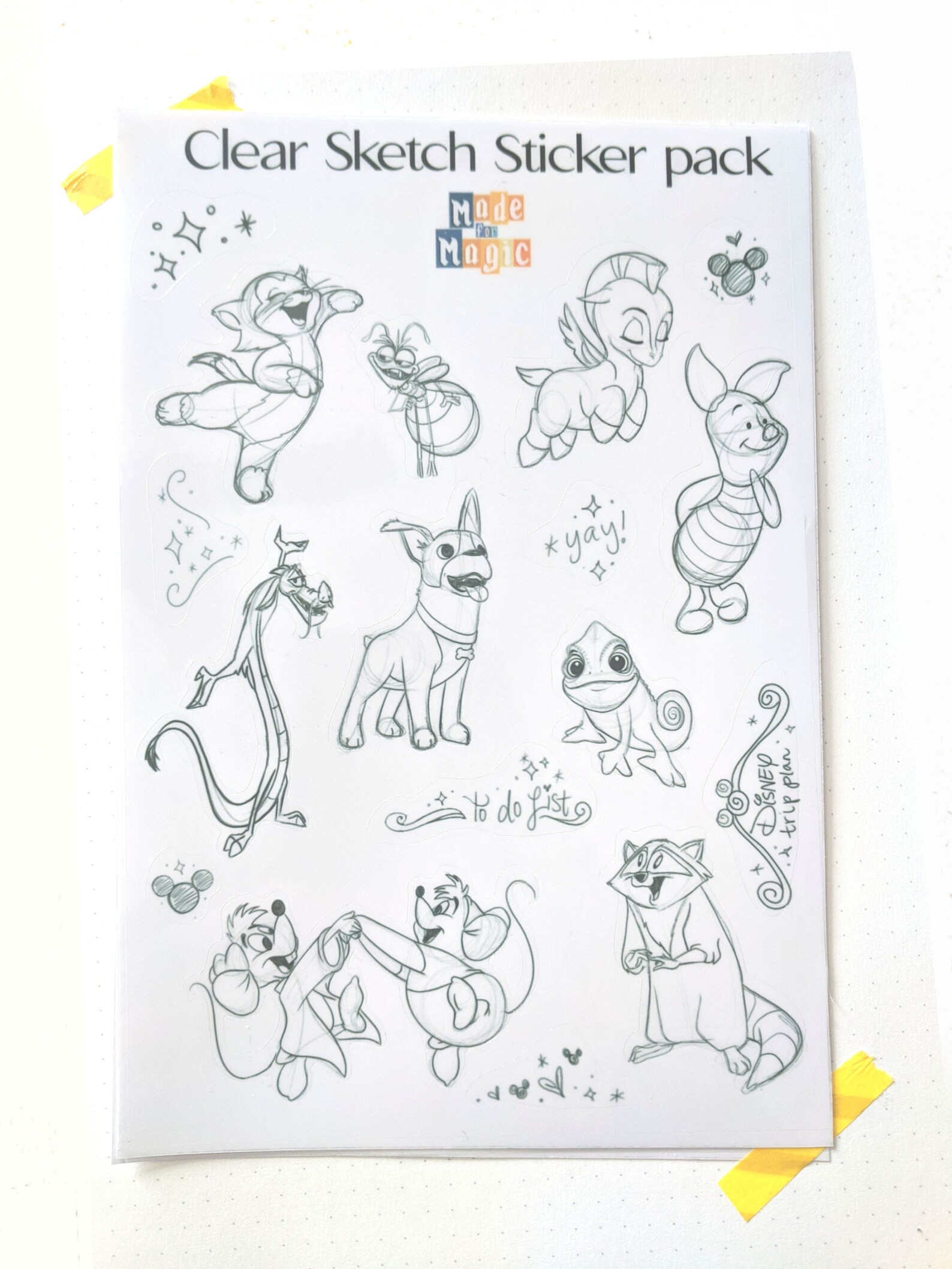 Disney Character Sketch Sticker Sheet / Die Cut CLEAR Vinyl | Etsy