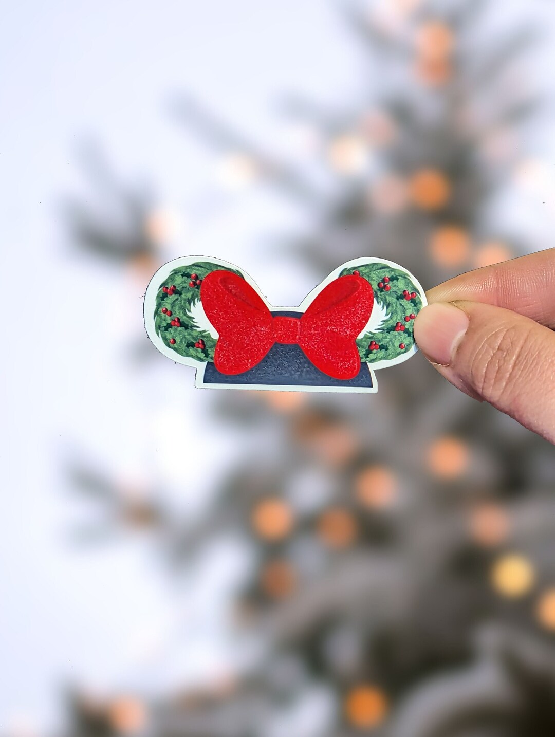 Holiday Minnie Ear Hat Disney Christmas Waterproof Vinyl Die Cut ...