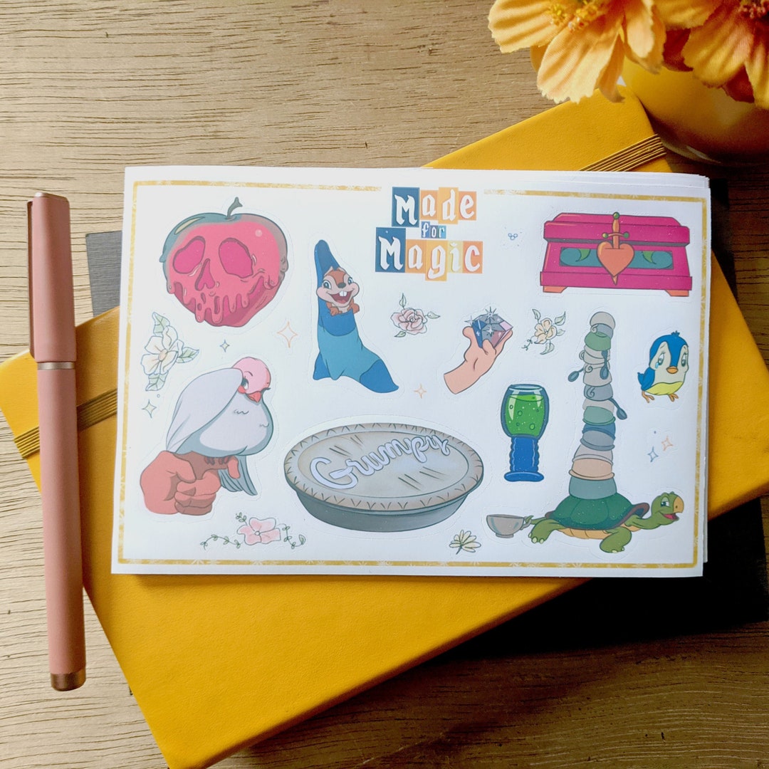 Disney's Snow White Movie Iconography Sticker Sheet Die Cut MATTE Vinyl ...