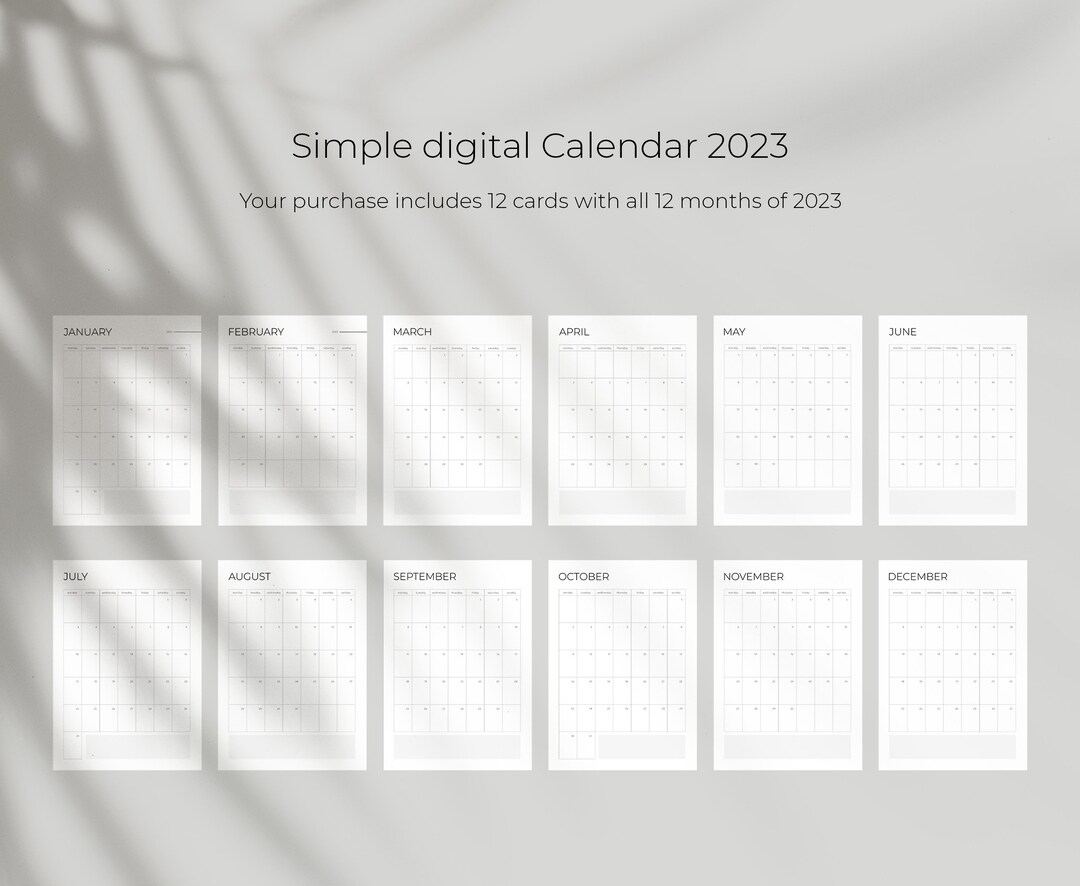 Simple Digital Calendar 2023 Calendar 2023 Printable Minimalist ...