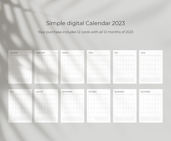 Simple Digital Calendar 2023 Calendar 2023 Printable - Etsy