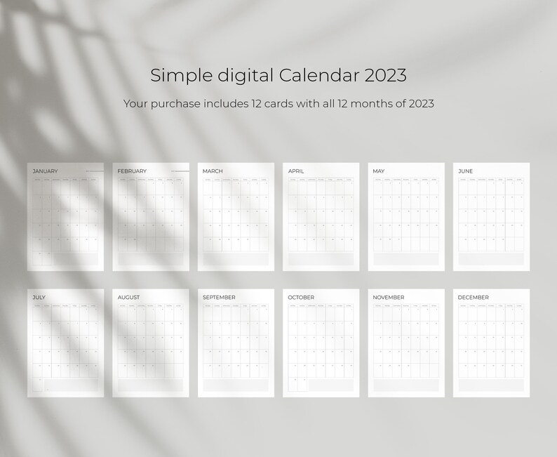 Simple Digital Calendar 2023 Calendar 2023 Printable Minimalist ...