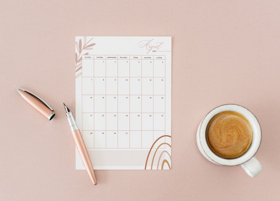 Calendar 2023 Printable Digital Boho Calendar Pastel Boho - Etsy
