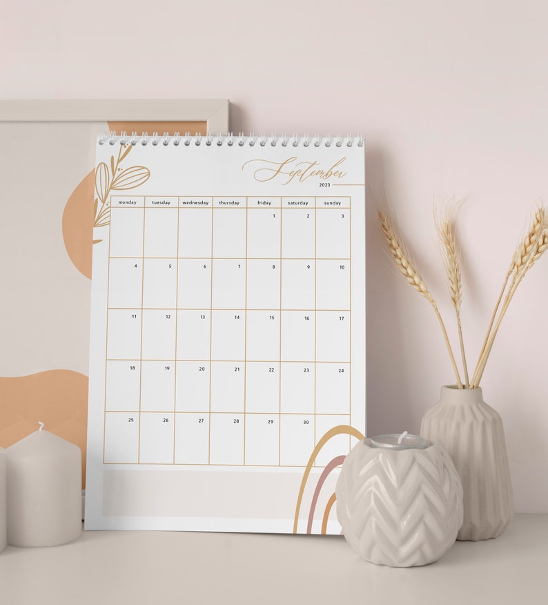 Calendar 2023 Printable Digital Boho Calendar Pastel Boho Calendar Pdf ...