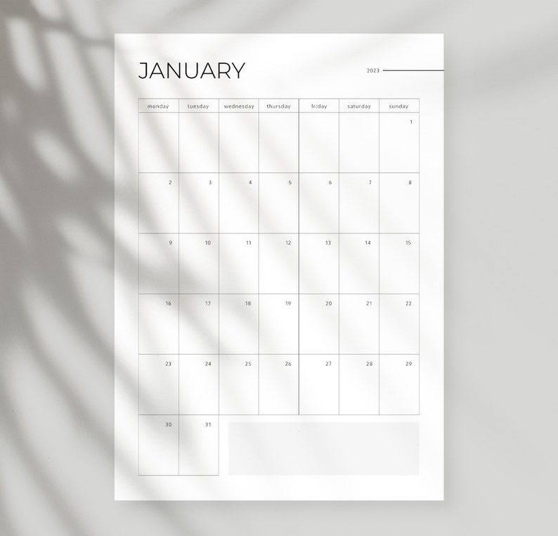 Simple Digital Calendar 2023 Calendar 2023 Printable Minimalist ...