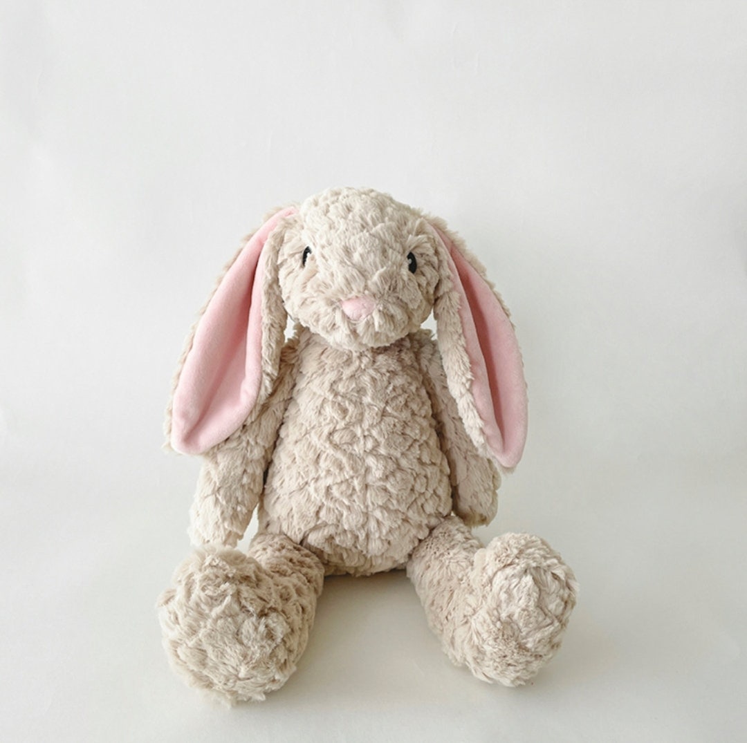 Beige Bunny | Stuffed Animal | Embroidered Eyes | Personalization and ...