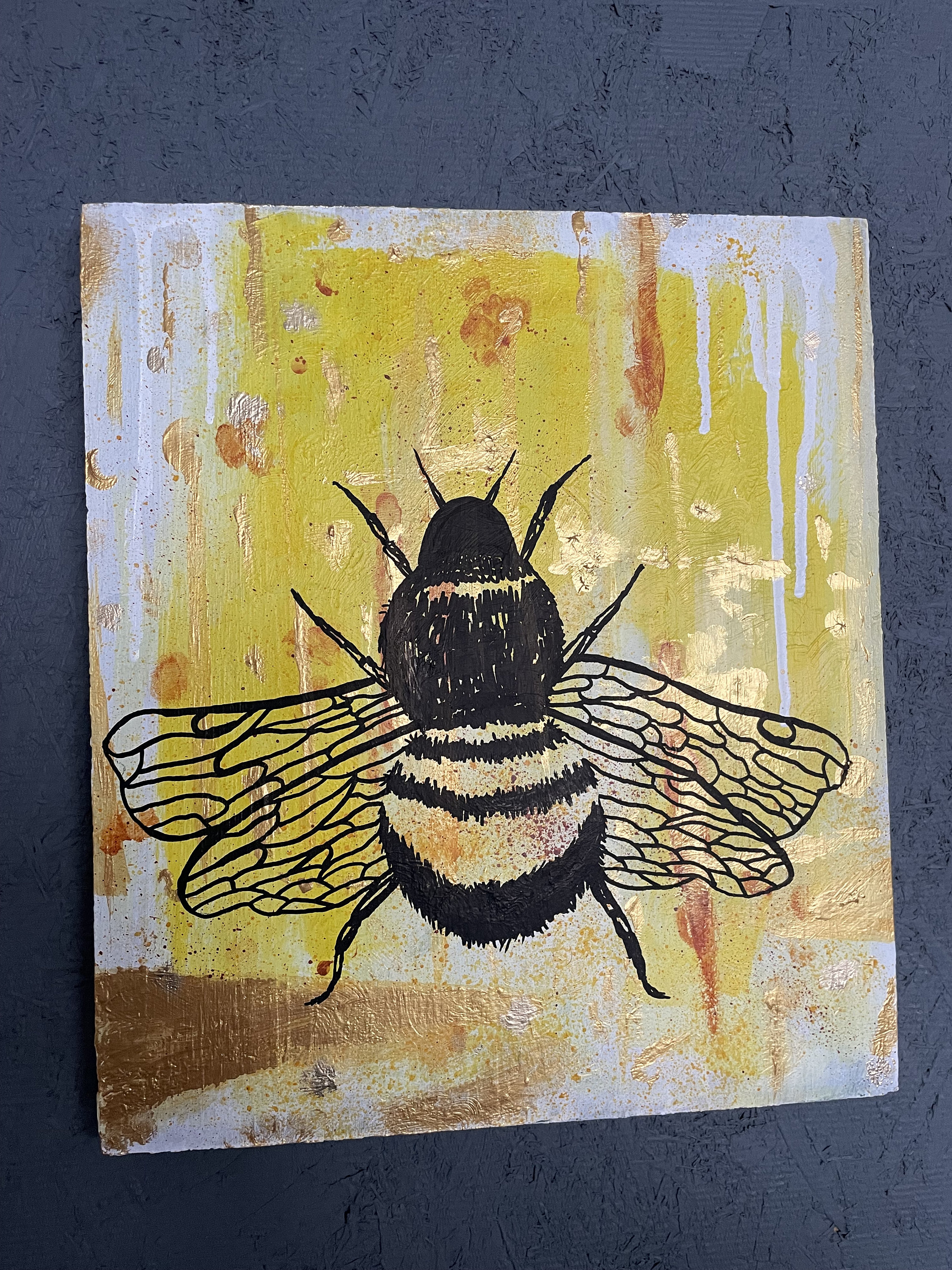 Original Bee Painting Bee Art Bumble Bee Wall Art Wall - Etsy