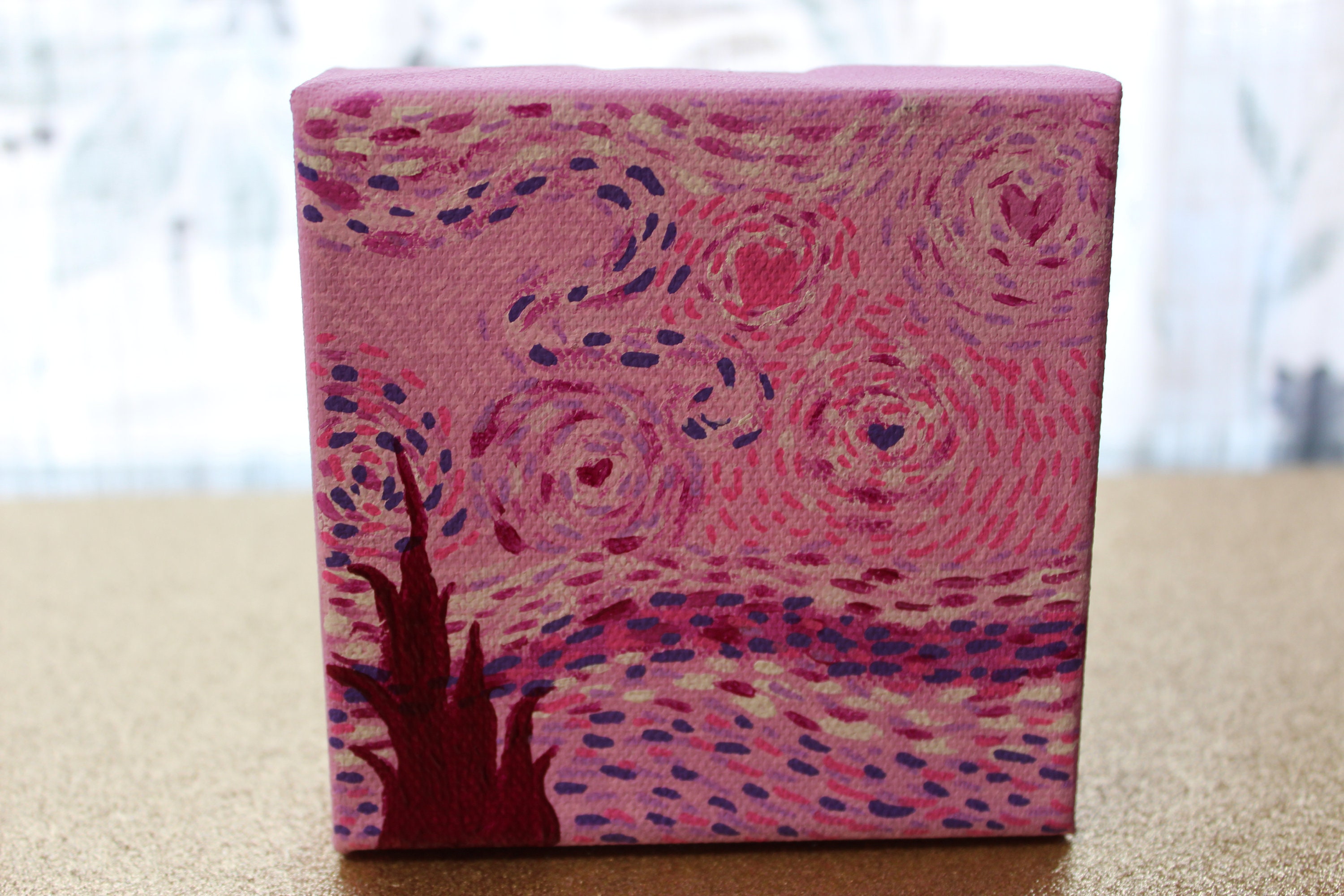 Van Gogh Starry Night Painting Pink Starry Night Artist - Etsy