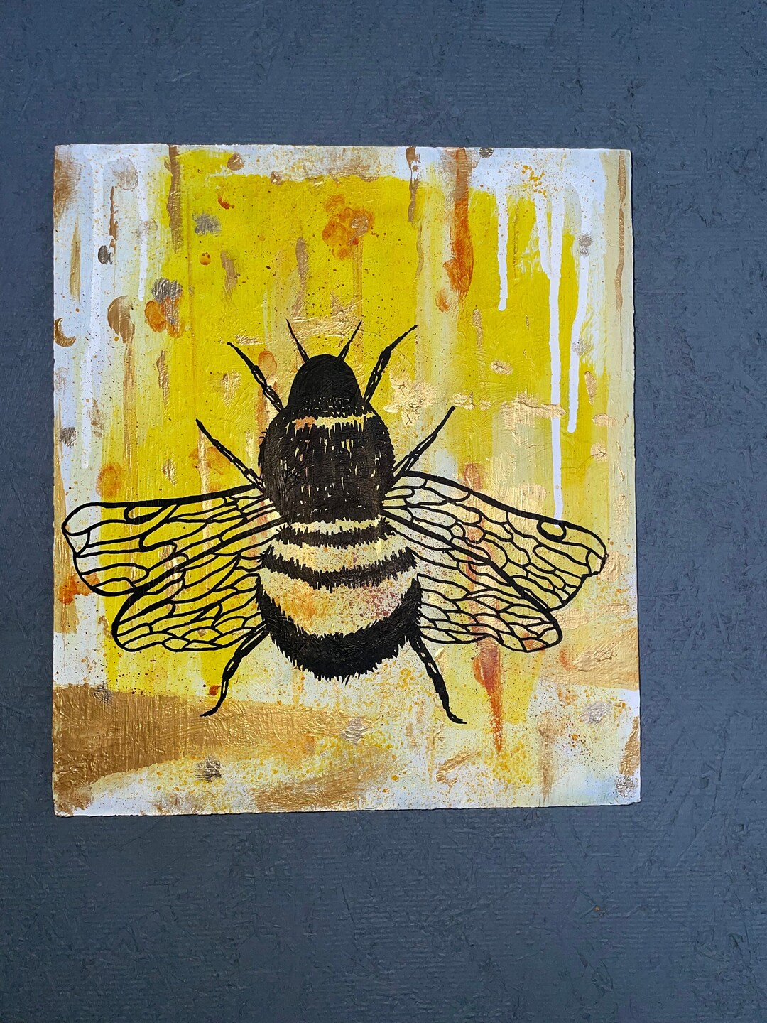 Original Bee Painting Bee Art Bumble Bee Wall Art Wall - Etsy