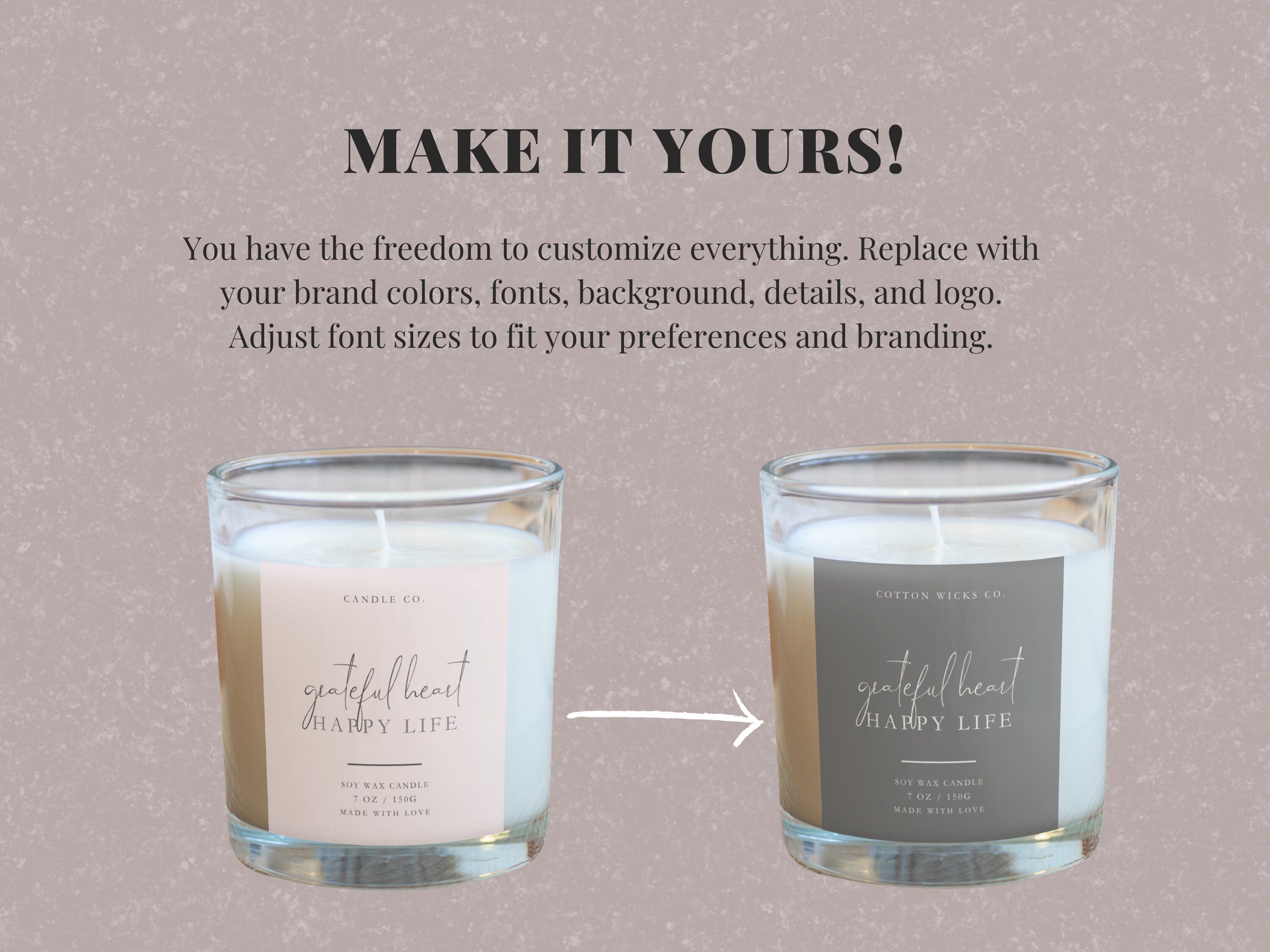 Editable Candle Label, Calming Quotes Candle Label, Modern Candle Label ...