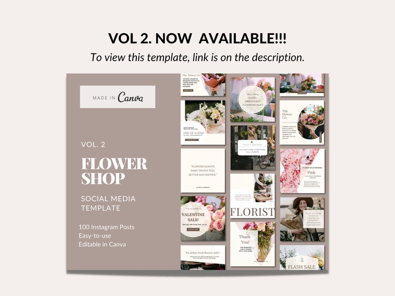 Flower Shop Instagram Template: Minimalist Social Media Design (canva ...