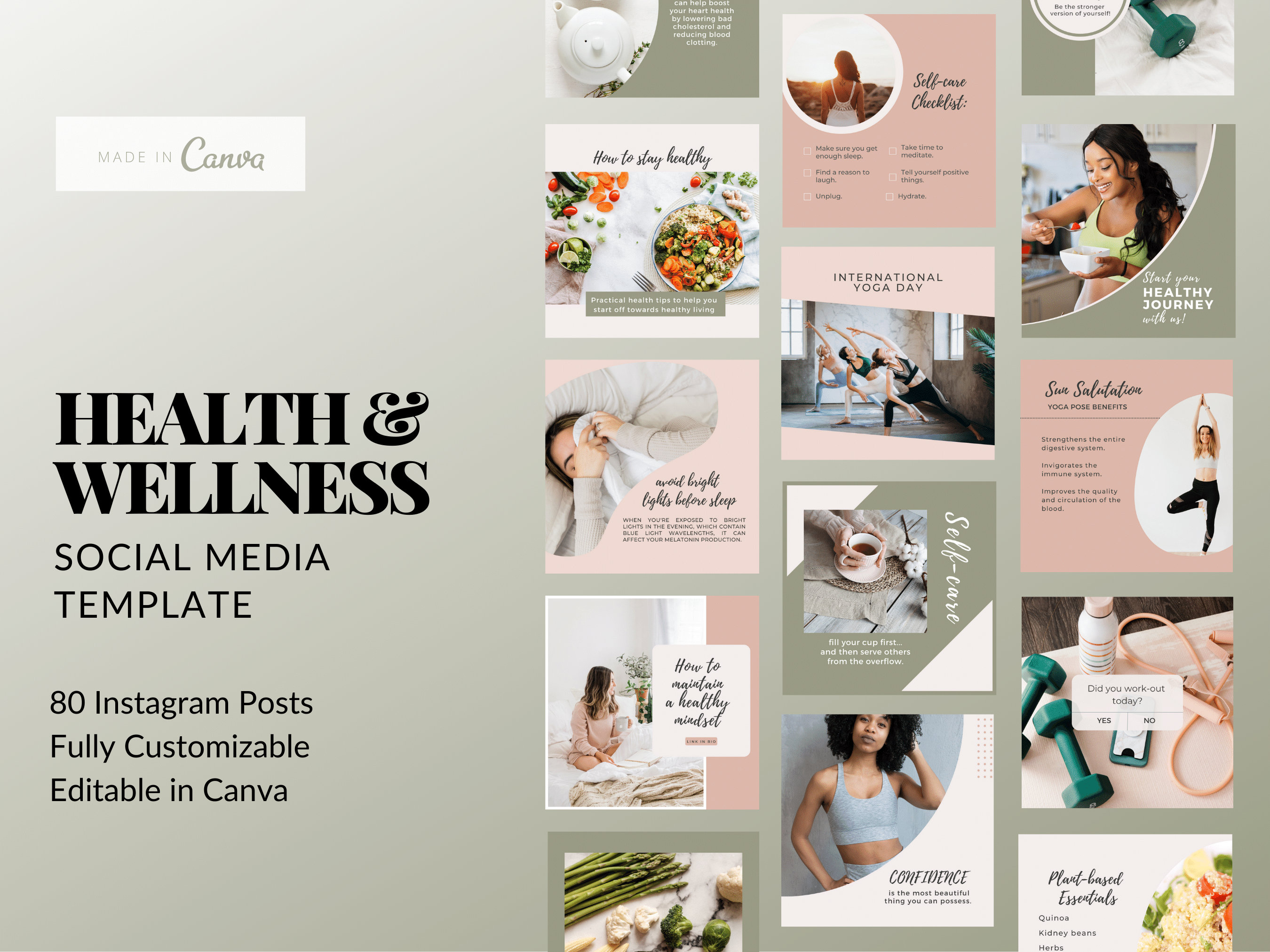 80 Health and Wellness Instagram Template Social Media Posts - Etsy