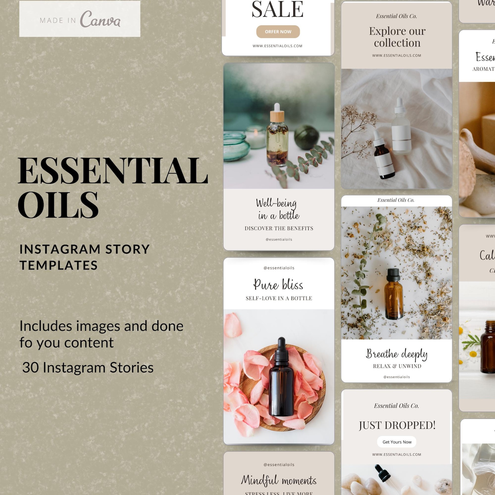 Essential Oils Instagram Story Templates: Editable Product Showcase ...