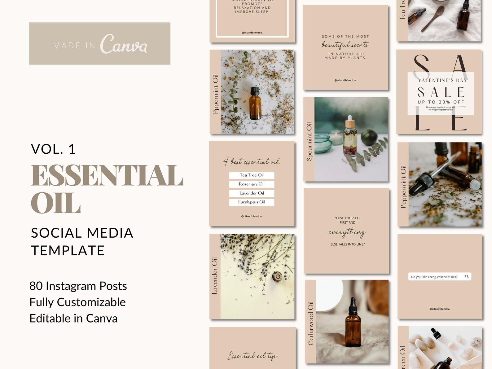 Essential Oil Social Media Template Essential Oil Canva Temple Editable ...