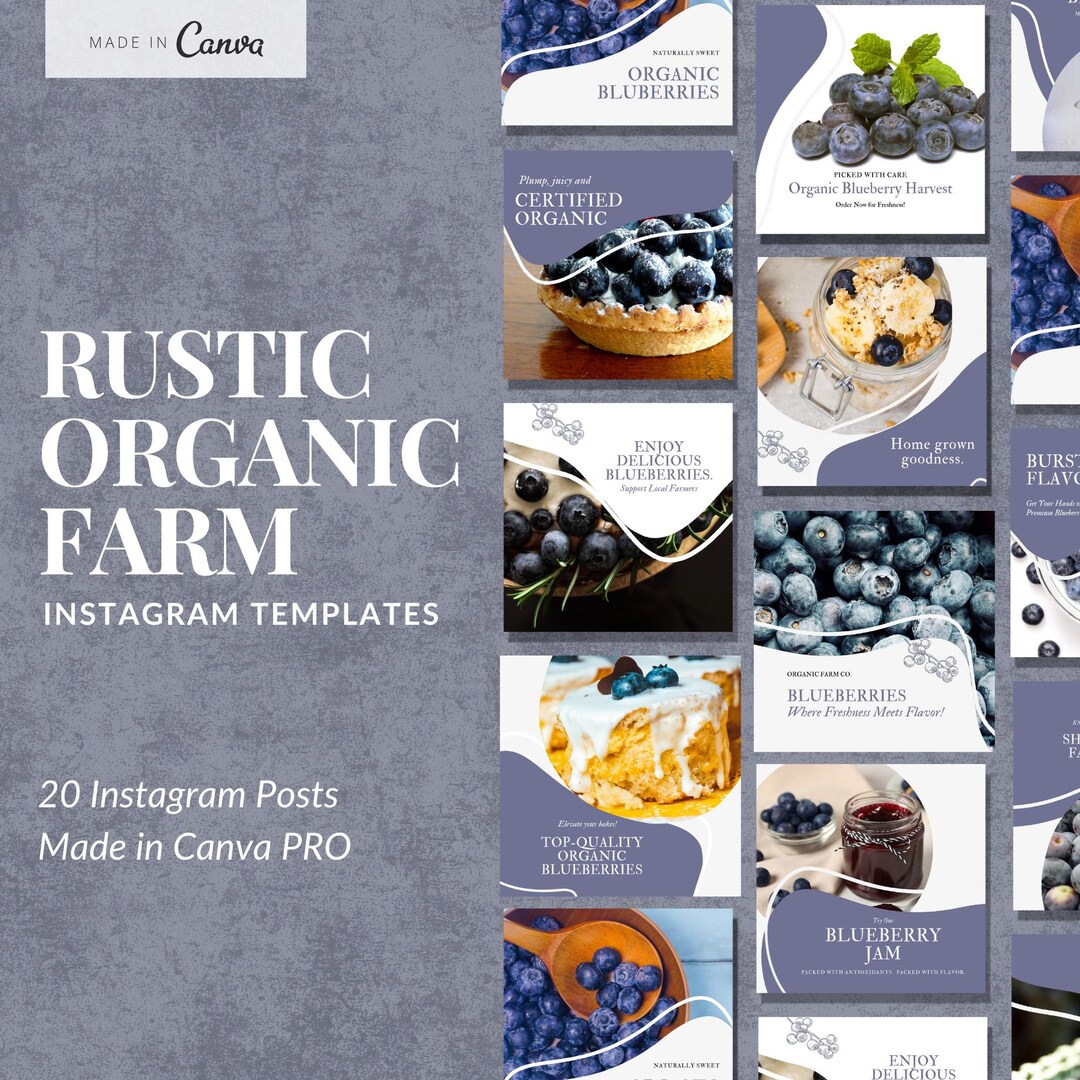 Rustic Farm Instagram Templates: Organic Produce Marketing (canva ...