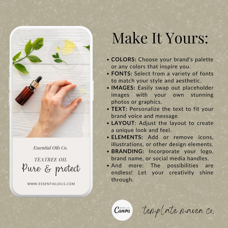 Essential Oils Instagram Story Templates: Editable Product Showcase ...