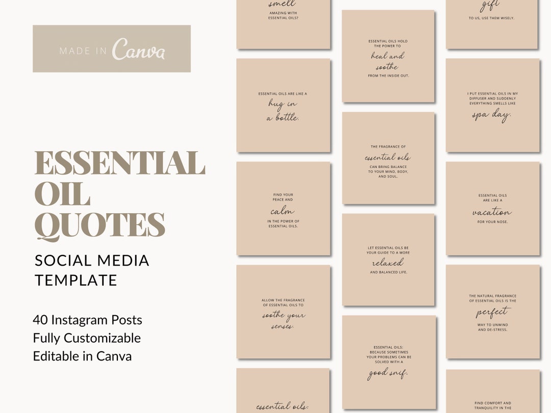 40 Essential Oil Quotes Instagram Template | Essential Oil Canva ...