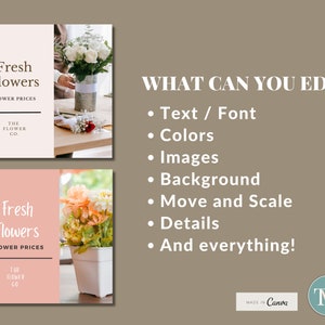 Flower Shop Instagram Template: Minimalist Social Media Design (canva ...