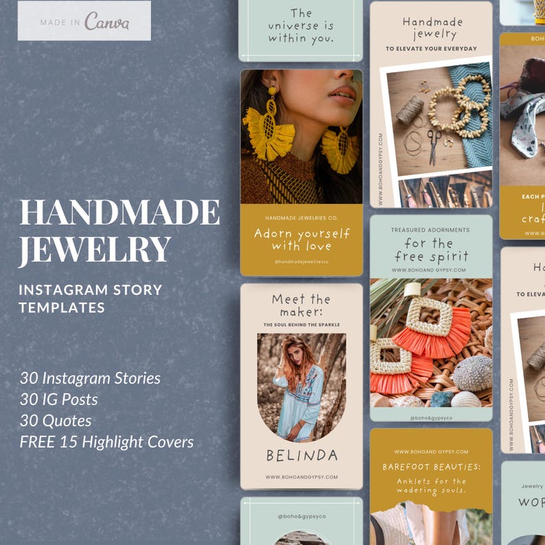 Editable Boho Instagram Templates for Jewelry Brands | Craft Your ...