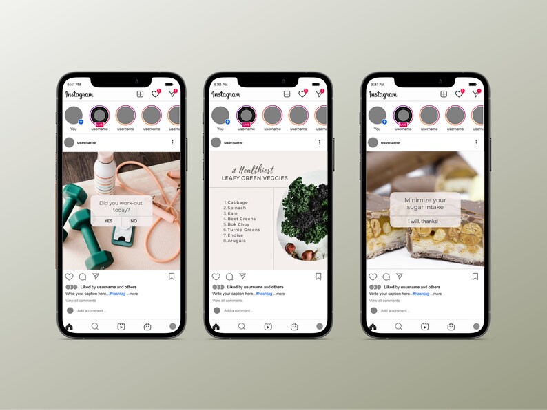 80 Health and Wellness Instagram Template | Social Media Posts for ...