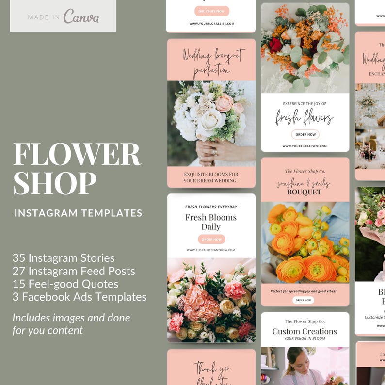 Flower Shop Instagram Templates Flower Shop Instagram Story Templates ...