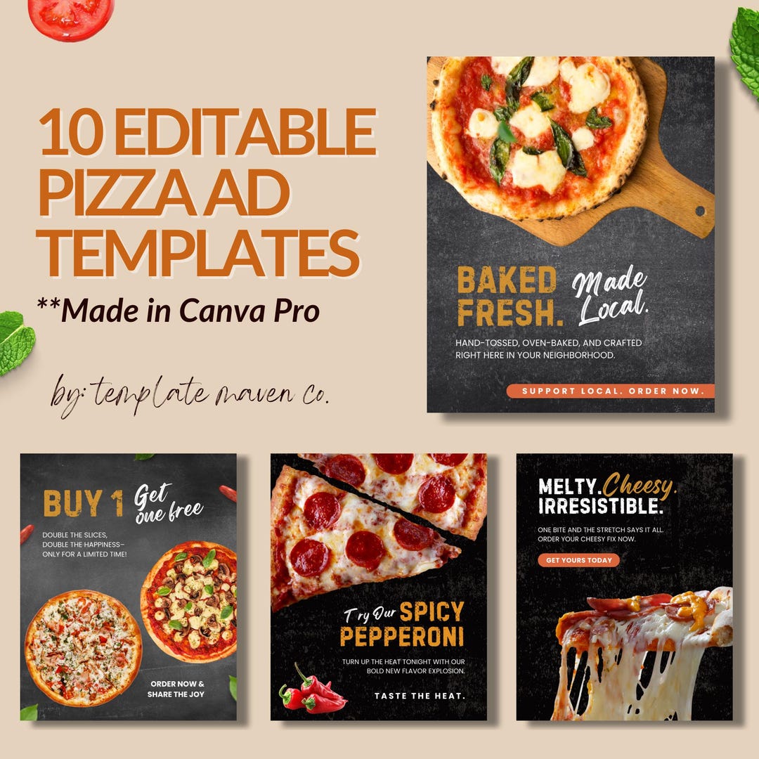 10 Editable Pizza Ad Templates | Canva Pro | Bold Social Media ...