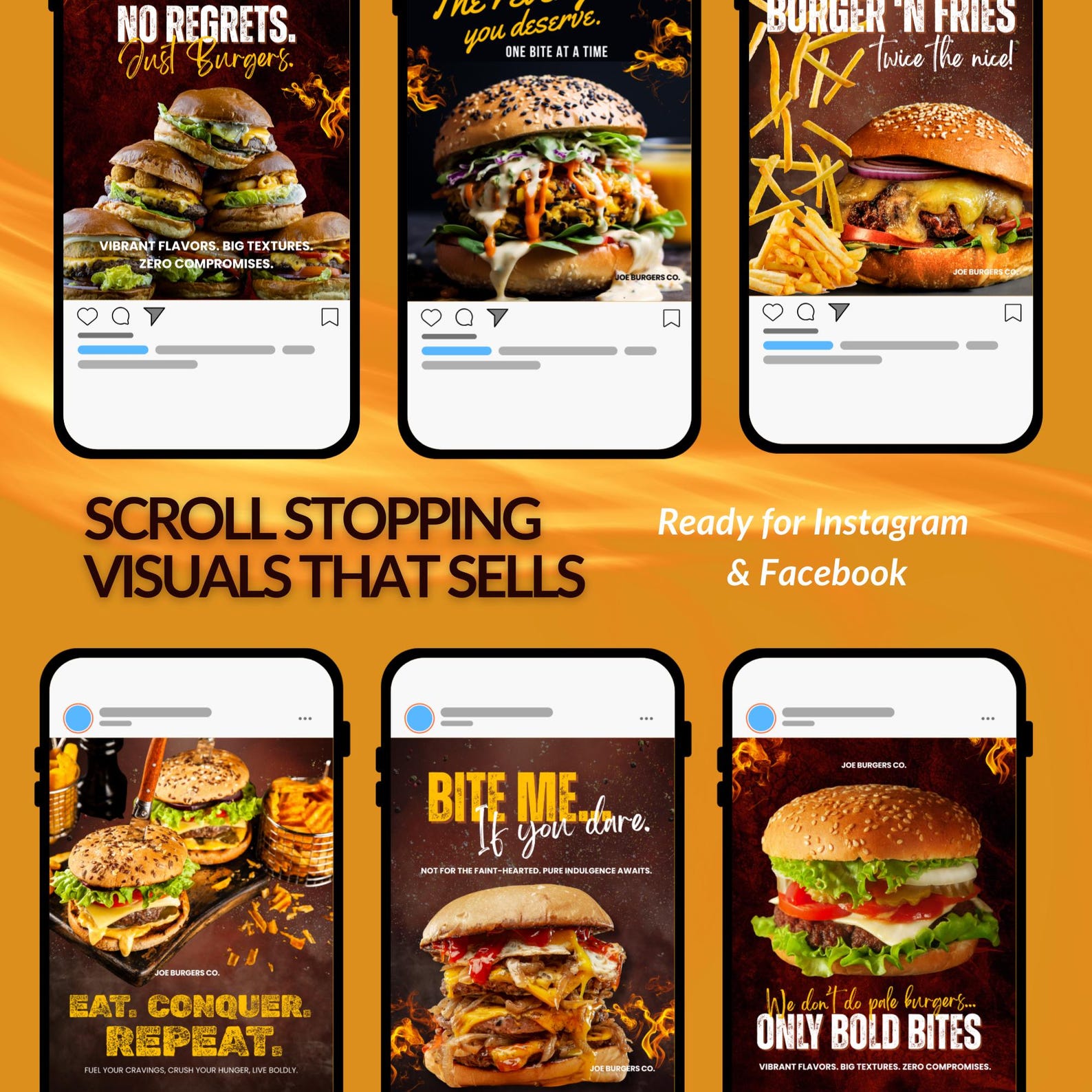 Bold Burger Ad Templates for Canva | Instagram, Facebook & Stories ...